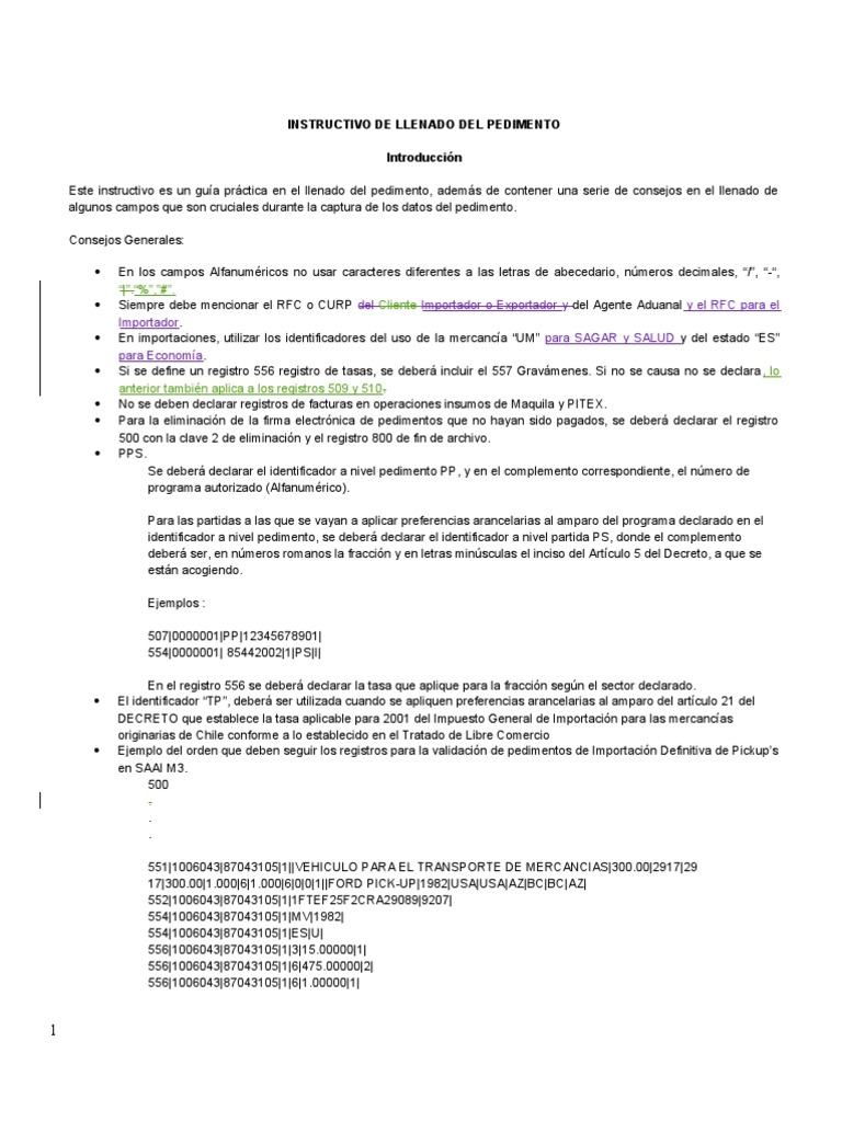 Instructivo de Llenado Del Pedimento | PDF | aduana | El comercio ...