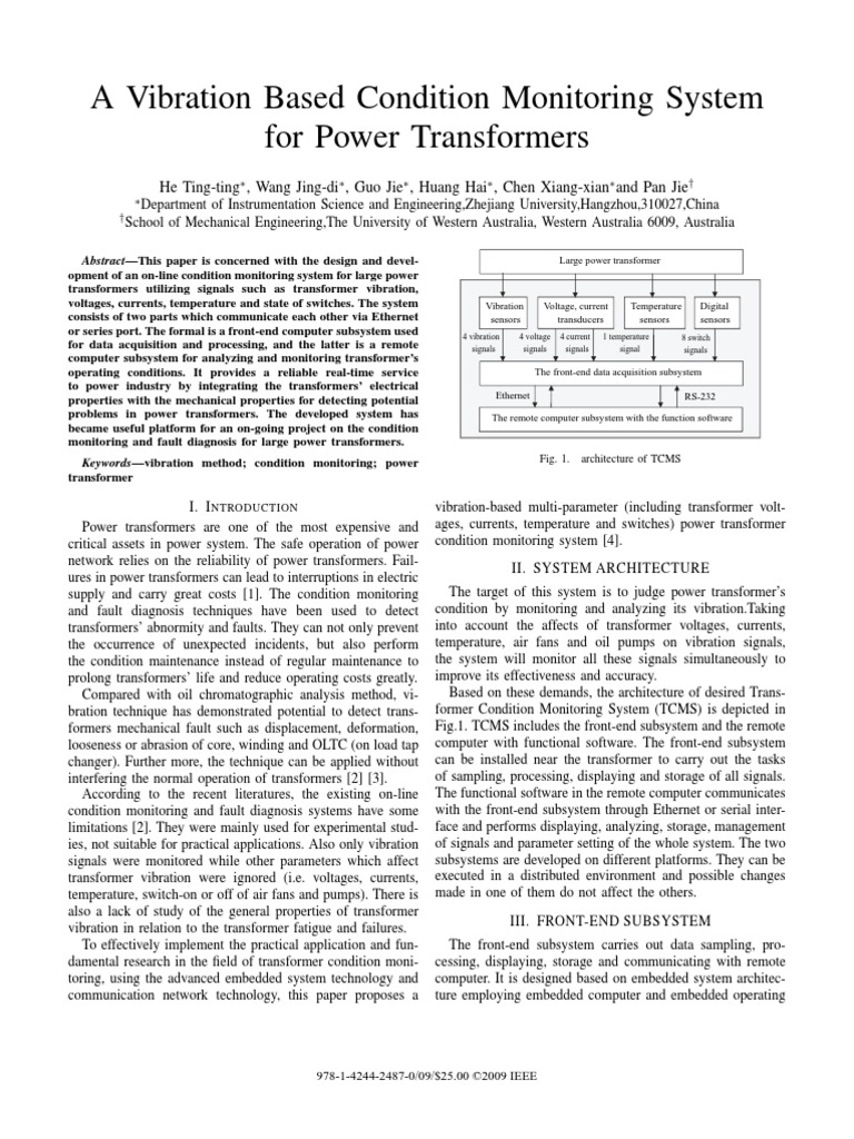 A Vibration Based Condition Monitoring System | PDF | Signal (Electrical Engineering) | Analog ...