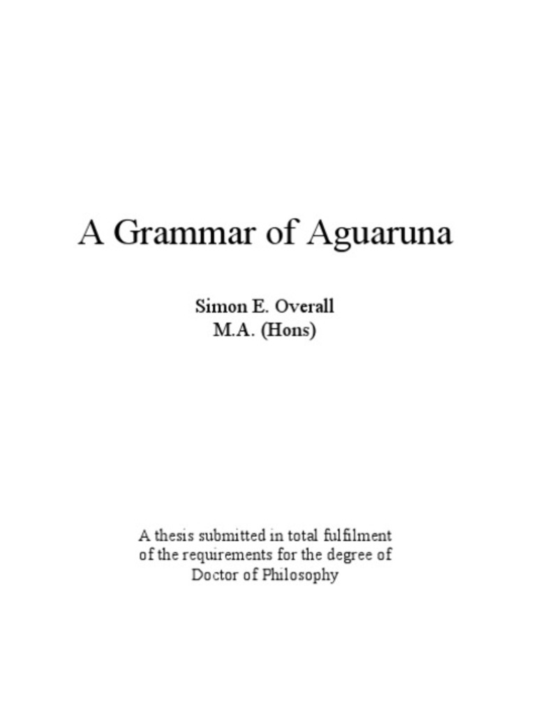 Grammar of Aguaruna | PDF | Morphology (Linguistics) | Adjective