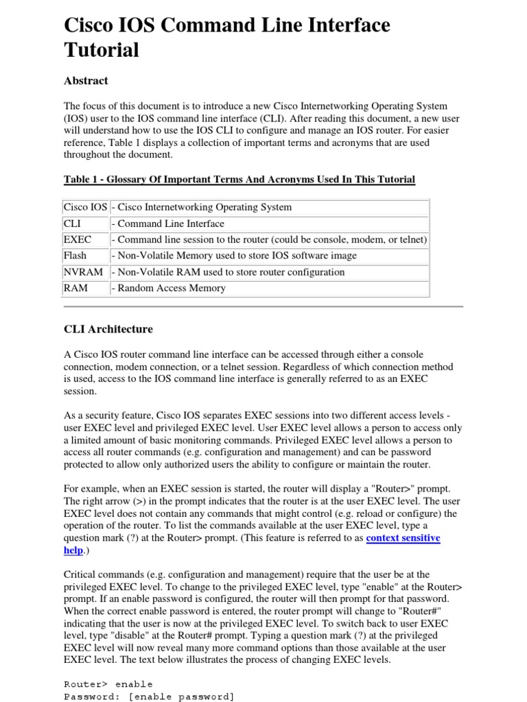 Beginners Guide To Cisco Ios Commands Pdf Command Line Interface