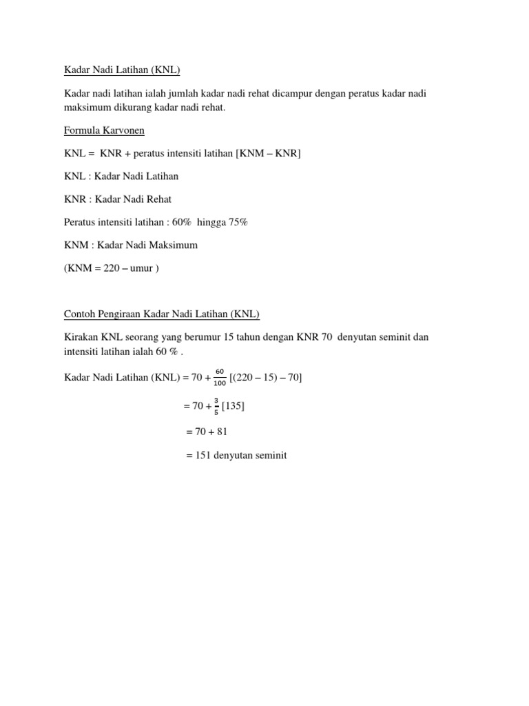 Kadar Nadi Latihan | PDF