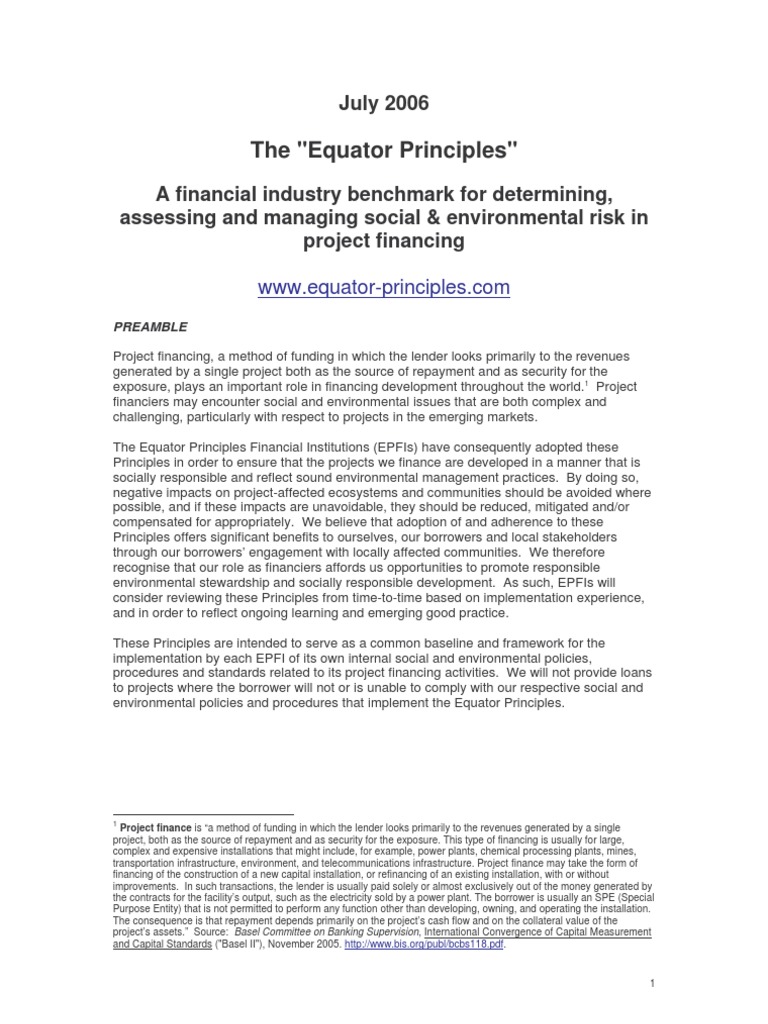 Equator Principles | PDF | Project Finance | Environmental Impact ...