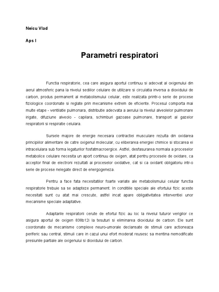 Parametri Respiratori | PDF