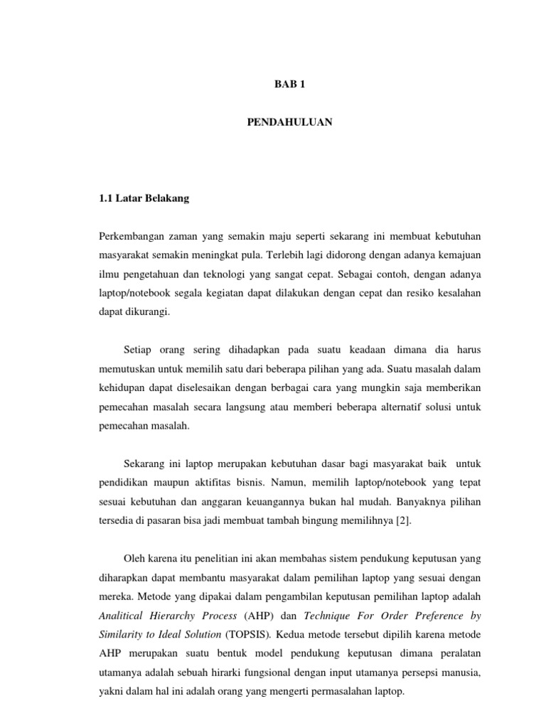 Pemilihan Laptop Ahp-1 | PDF | Komputer | Teknologi & Rekayasa