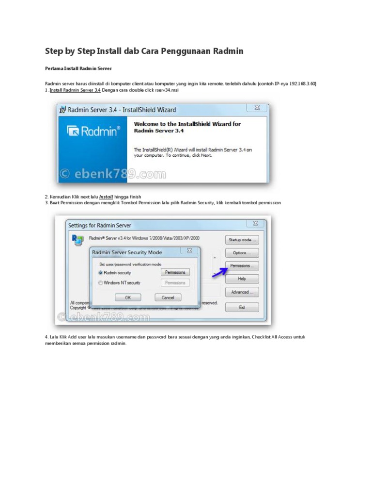 Step by Step Install Dab Cara Penggunaan Radmin | PDF