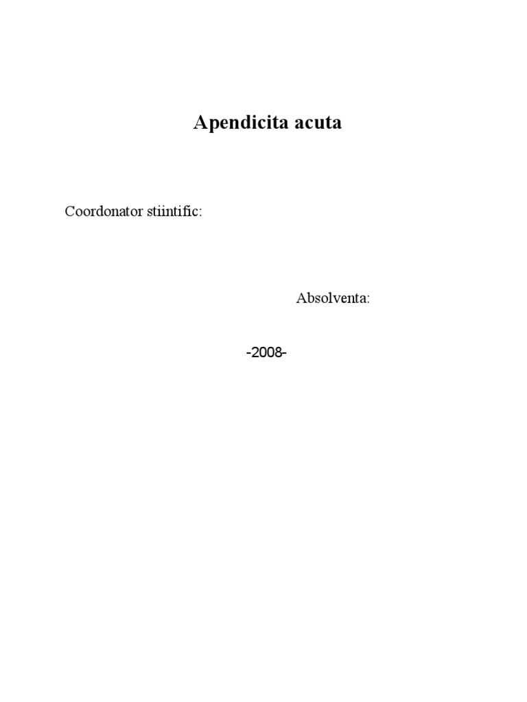 Apendicita-Acuta Caz | PDF