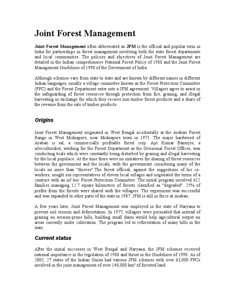 Joint Forest Management | Natural Resource Management | Forests