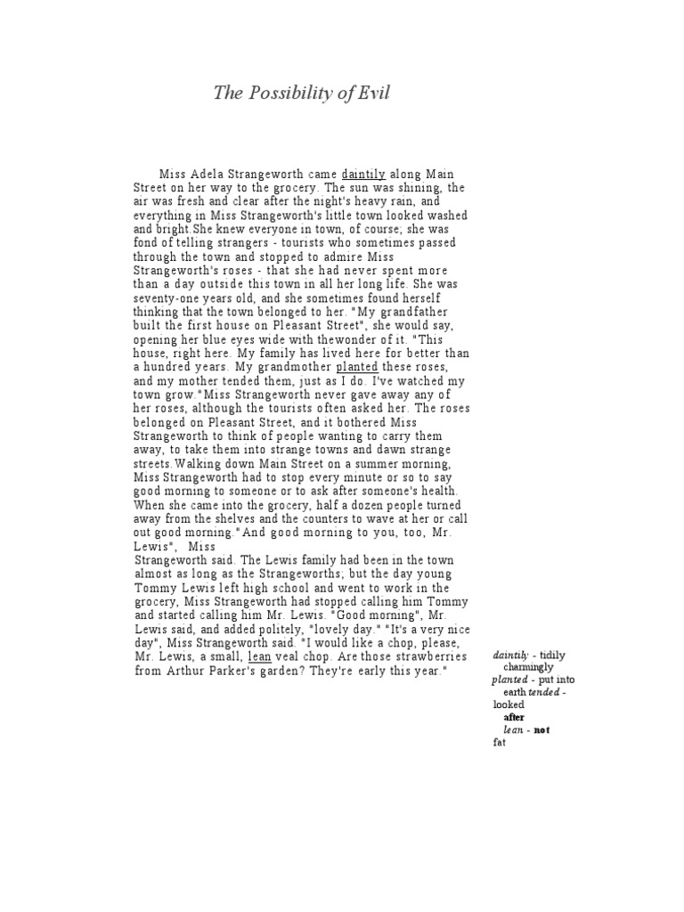 The Possibility of Evil | PDF