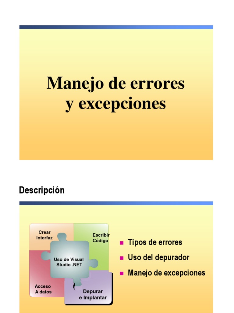 Manejo de Errores y Excepciones | PDF | Desarrollo de software ...