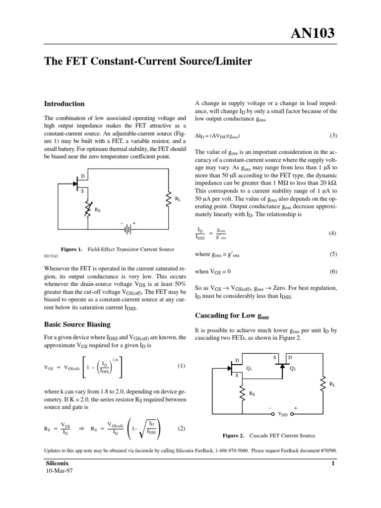 The FET Constant-Current SourceLimiter | PDF | Field Effect Transistor ...