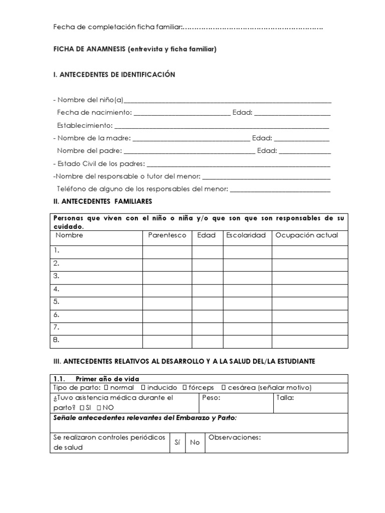 Ficha de Anamnesis | PDF