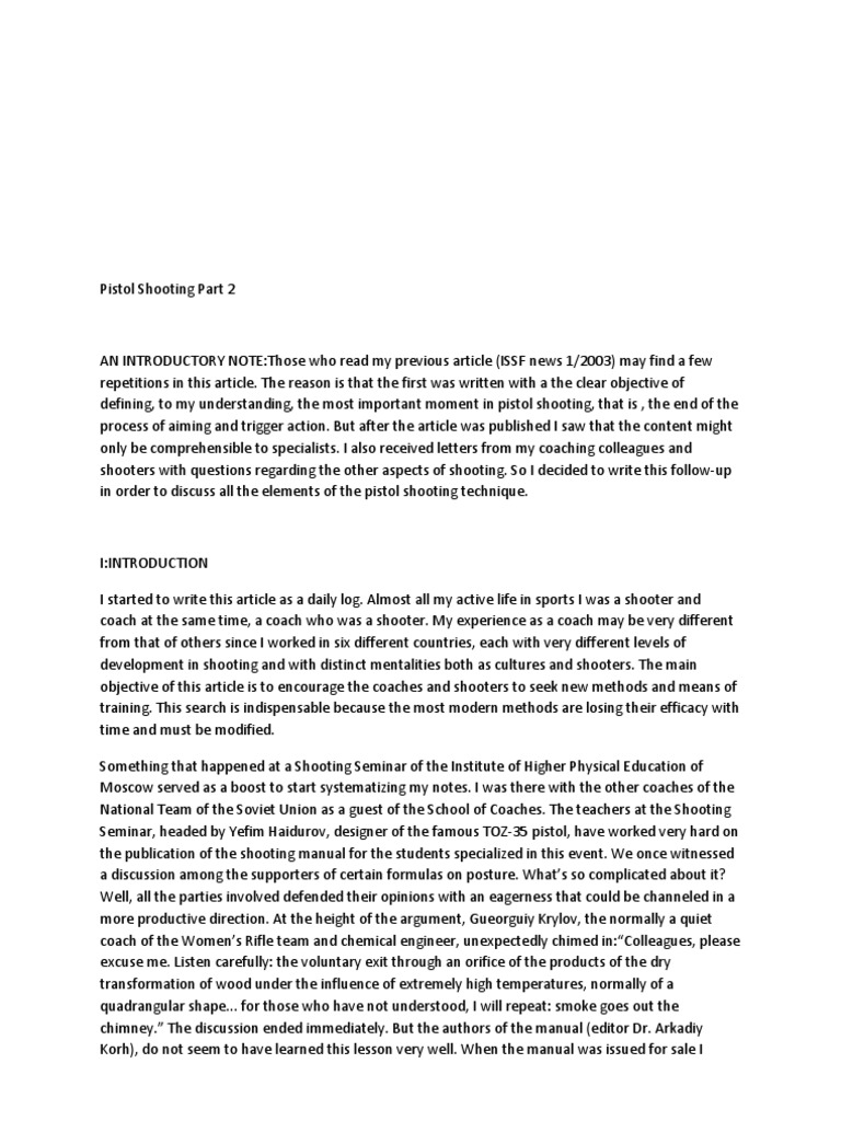 An In-Depth Analysis of the Technical Elements of Pistol Shooting and ...