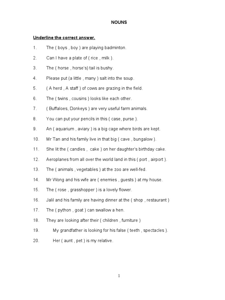 UPSR English - Grammar - Worksheets For Weaker Pupils | PDF