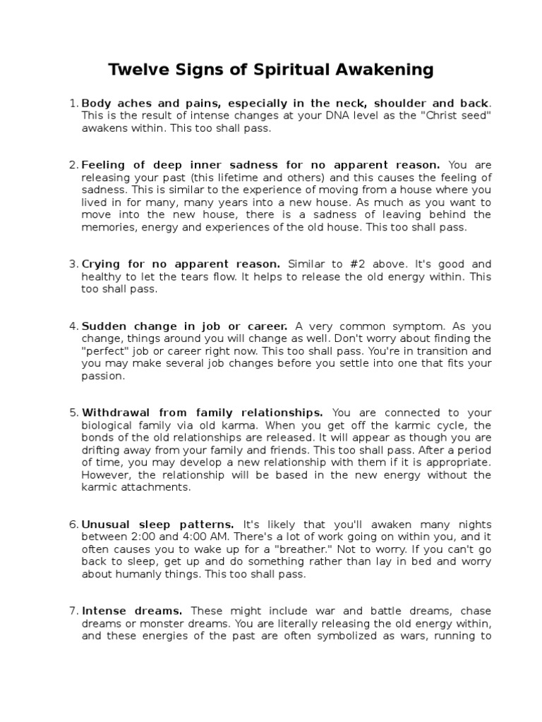 Twelve Signs of Spiritual Awakening | PDF | Dream | Karma