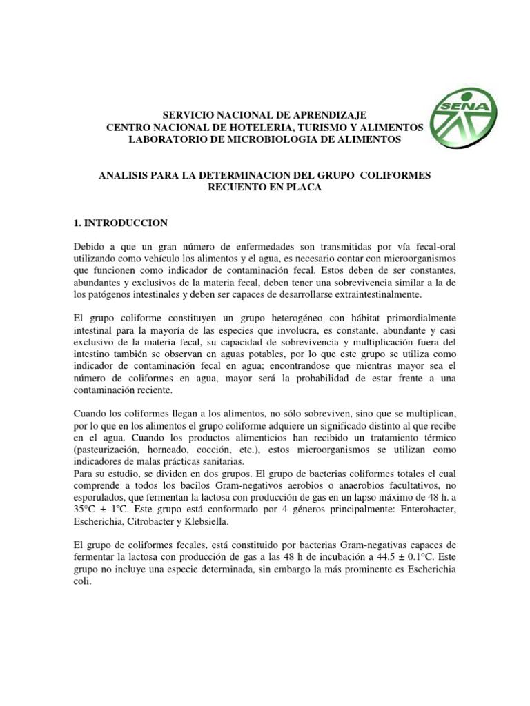 Análisis de Coliformes en Alimentos | PDF | Procariota | Microbiología