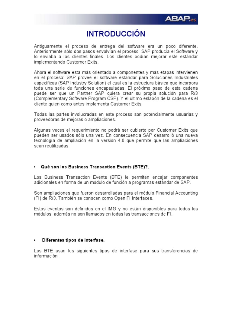 Manual BTE Business Transaction Events | PDF | Sap Se | Software