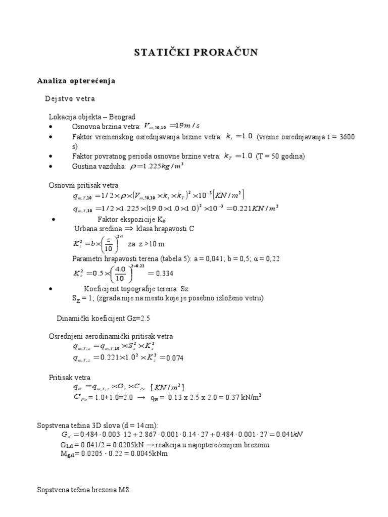 Staticki Proracun HIPO Bulevar | PDF