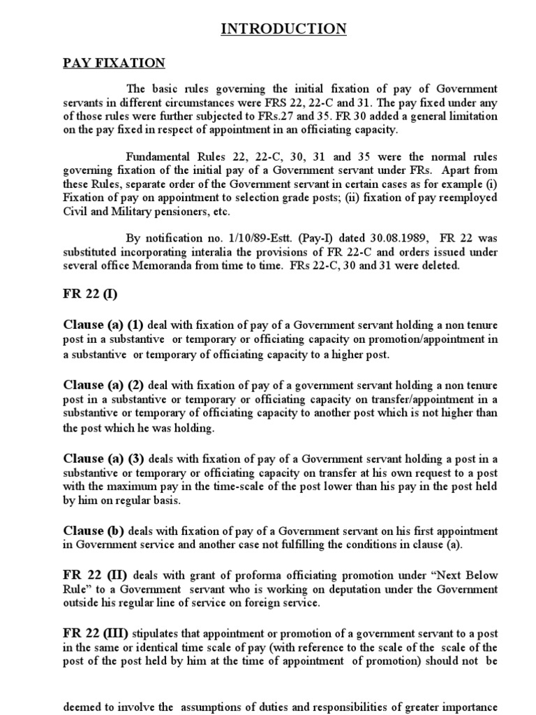 Pay Fixation Rules for Government Servants | PDF | Government Of India ...