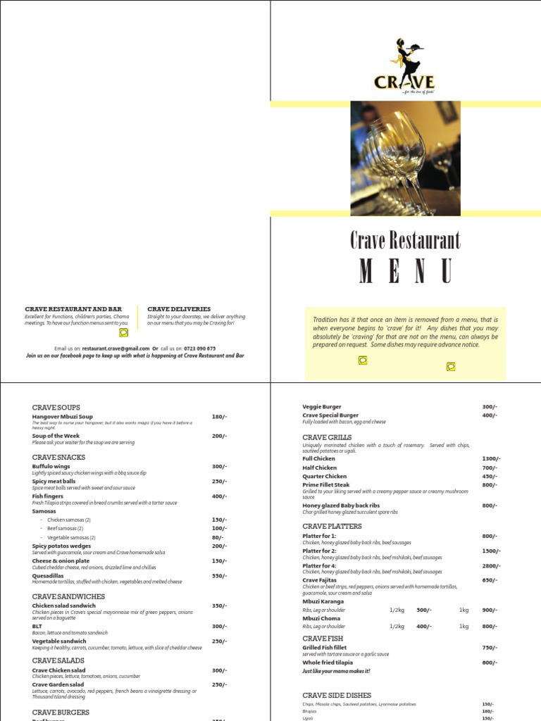 Crave Menu | PDF | Salad | Menu