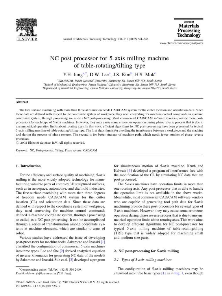 5-Axis Milling NC Post-Processor | PDF | Machining | Machines