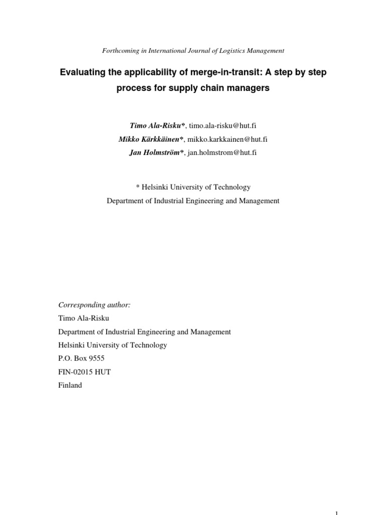Merge in Transit | PDF | Supply Chain | Logistics