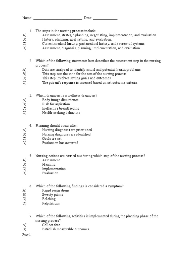 Pre Test Health Assessment and The Nurse | PDF | Medical Diagnosis ...