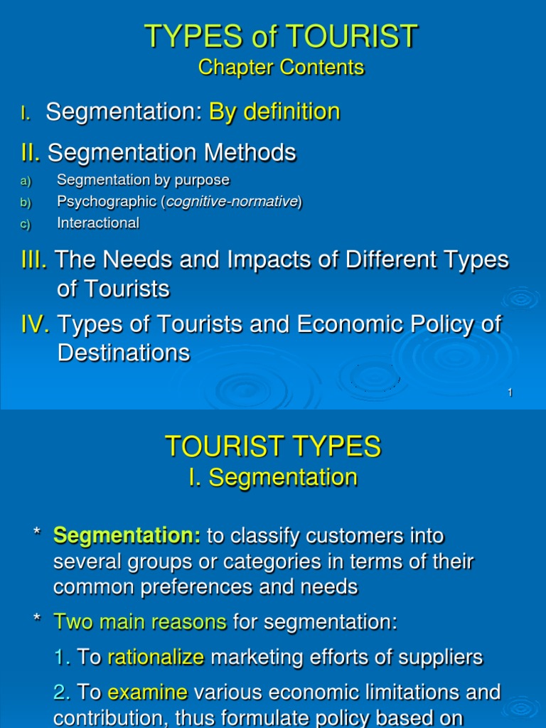 4-Tourist Types | Tourism | Market Segmentation