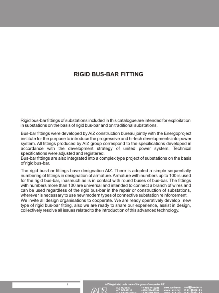 Rigid Bus-Bar Fittings Catalogue | PDF | Electrical Connector ...