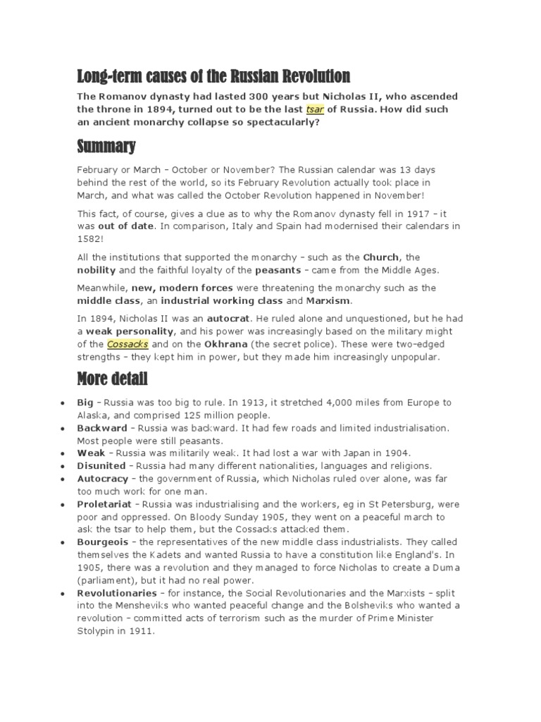 Russian Revolution Revise-Tests | PDF | Nicholas Ii Of Russia | Russian ...