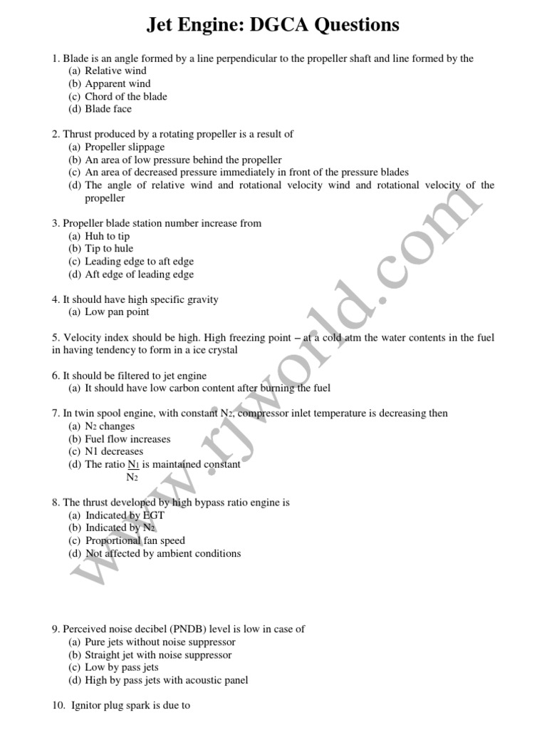 Jet - Engine DGCA Questions | PDF | Jet Engine | Ignition System