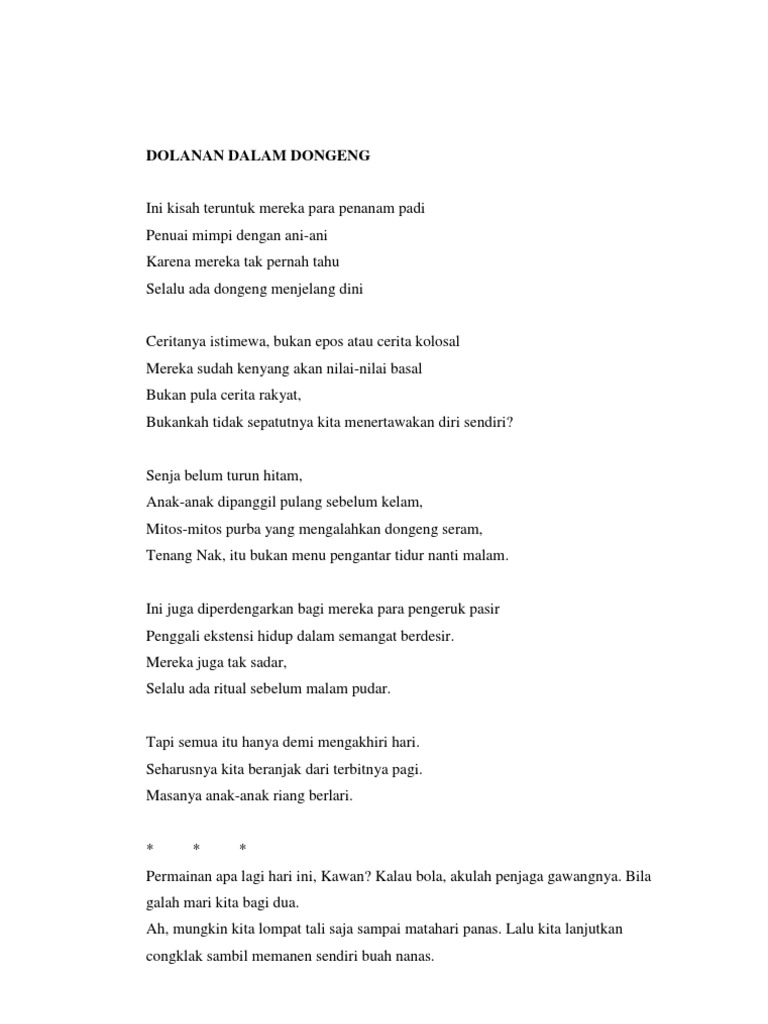 Puisi-Dolanan Dalam Dongeng-Made Ayu Dwi Pradnyawati | PDF | Fiksi ...