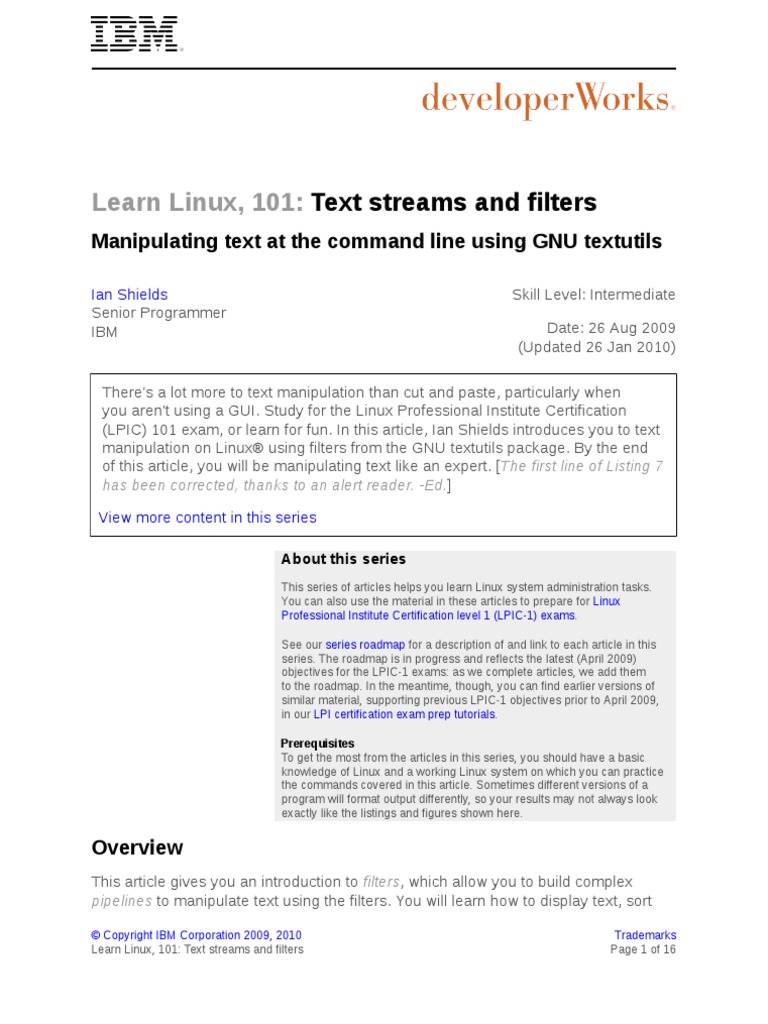 Text Streams and Filters | PDF | Unix | System Software