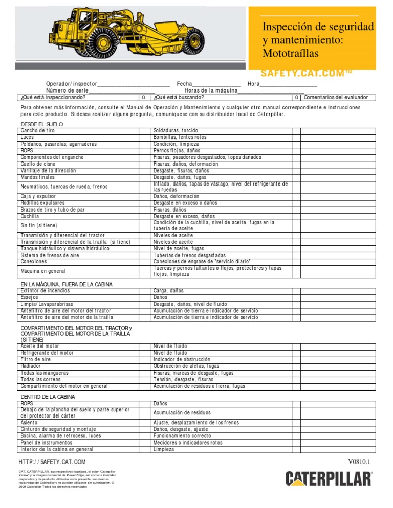 ES - Safety & Maintenance Checklist - Wheel-Tractor Scraper - V0810.1 ...