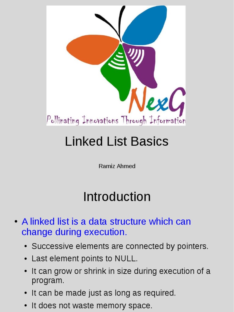 Linked List Basics: Ramiz Ahmed | PDF | Computer Programming | Data ...