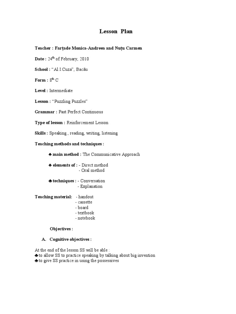 Lesson Plan, Puzzling Puzzles | PDF | Lesson Plan | Learning