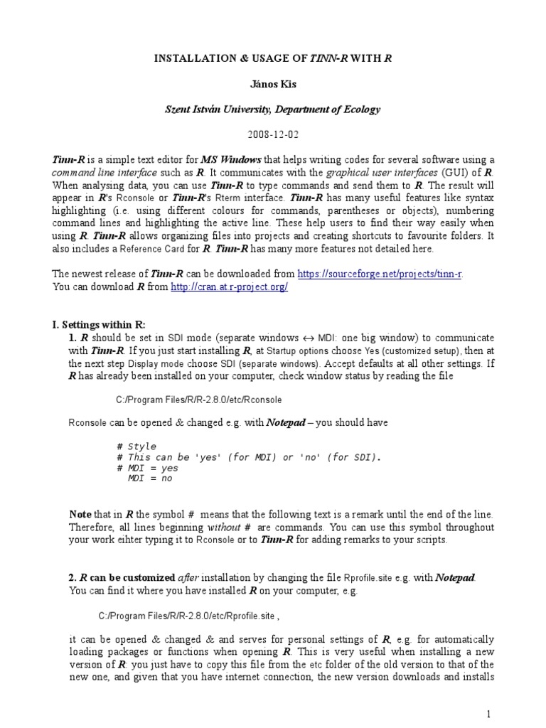 Tinn-R Install and Usage | PDF | Command Line Interface | Keyboard Shortcut