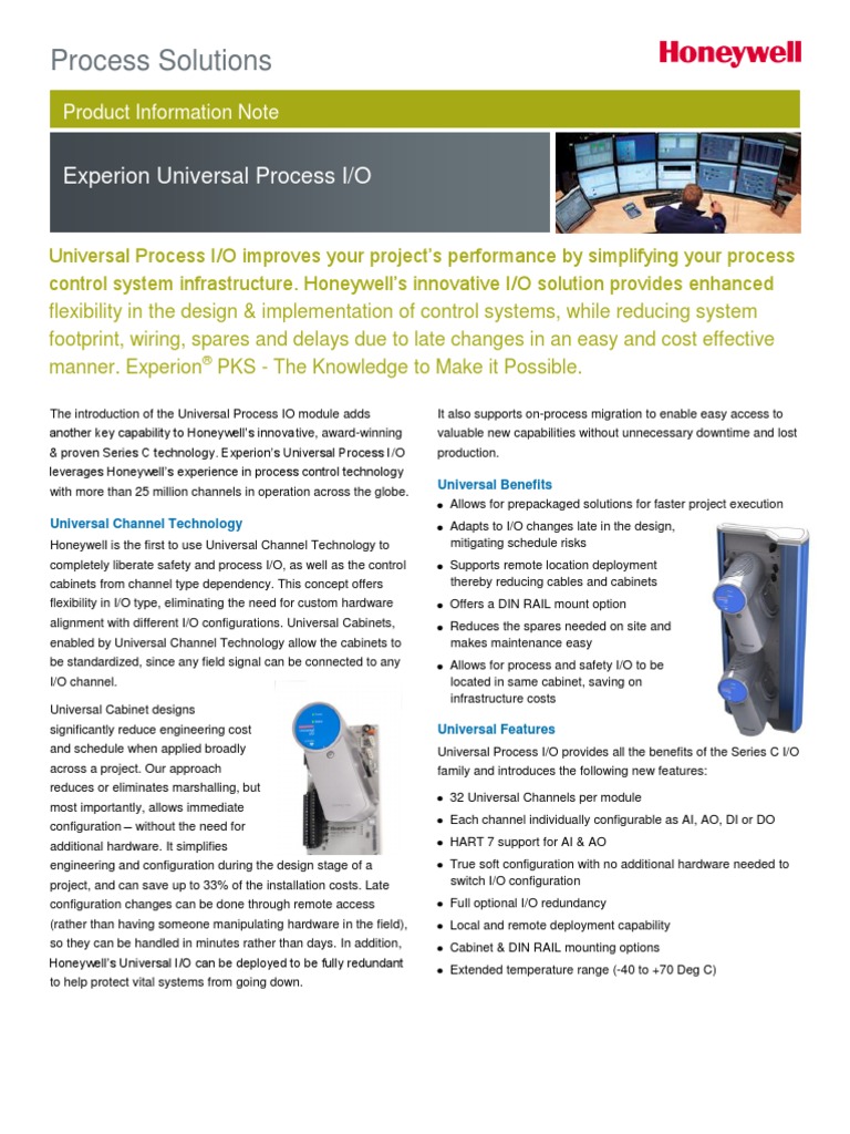 Experion Universal Process I - O | PDF | Control System | Honeywell