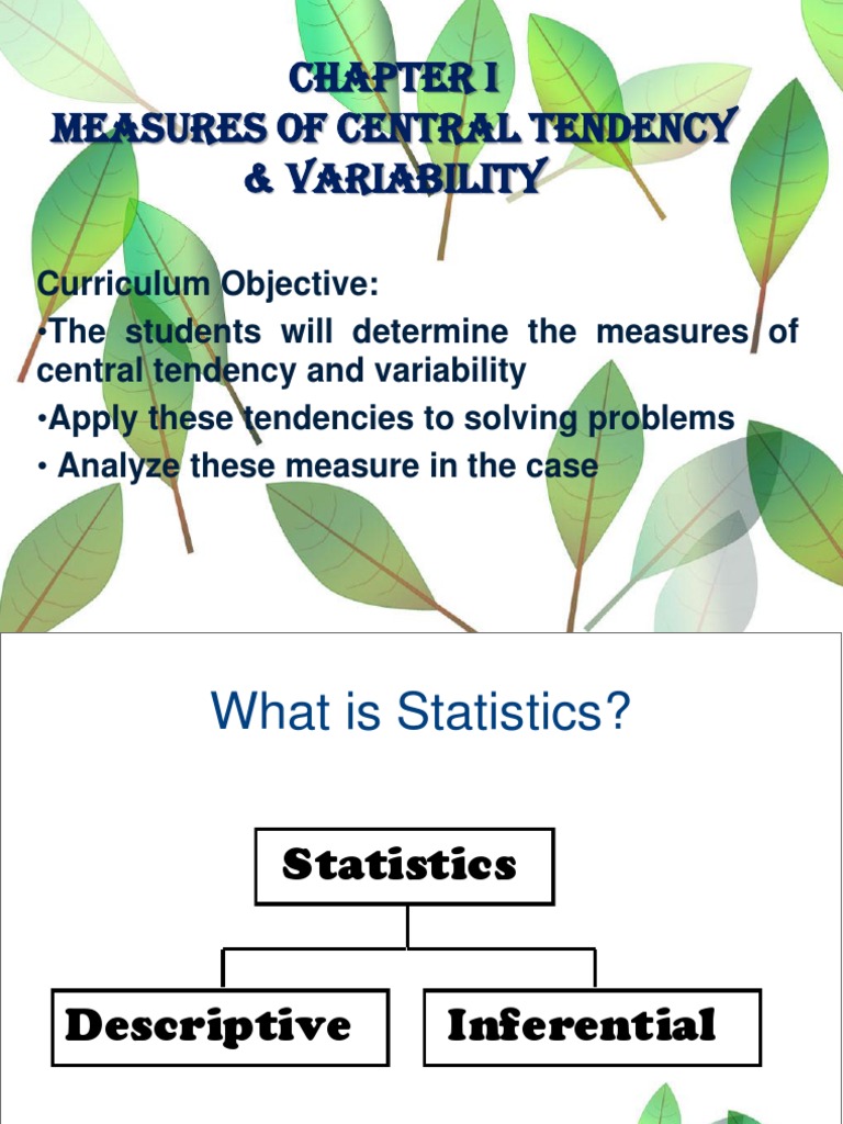 Measures of Central Tendency & Variability | PDF | Mean | Level Of ...