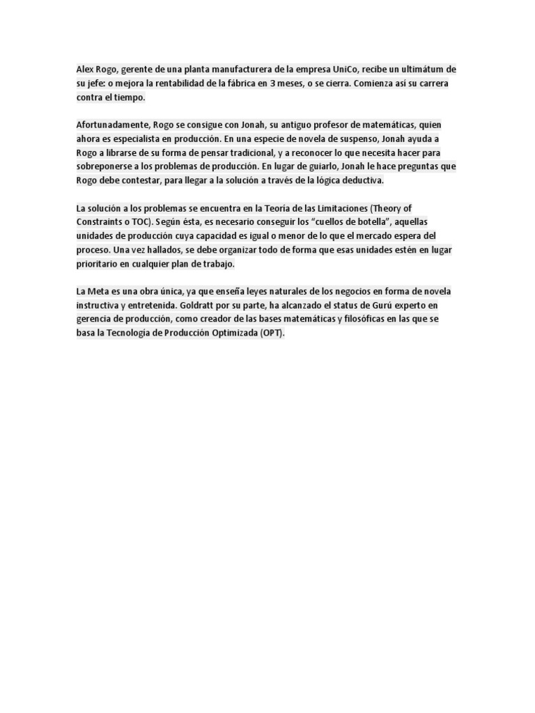 Alex Rogo | PDF | Botella | Inventario