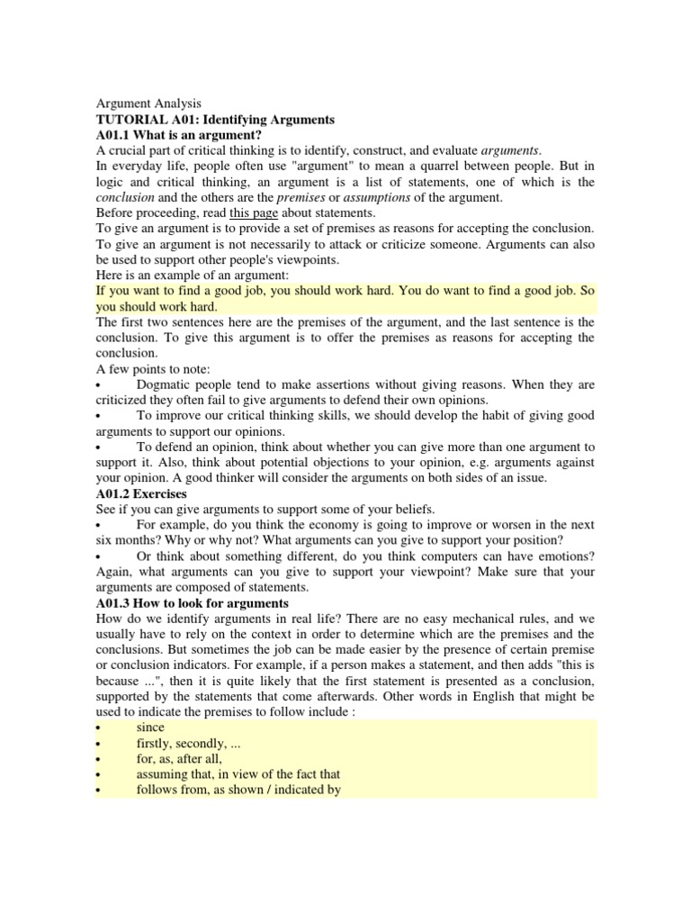 Argumentation Assumptions | PDF | Validity | Argument