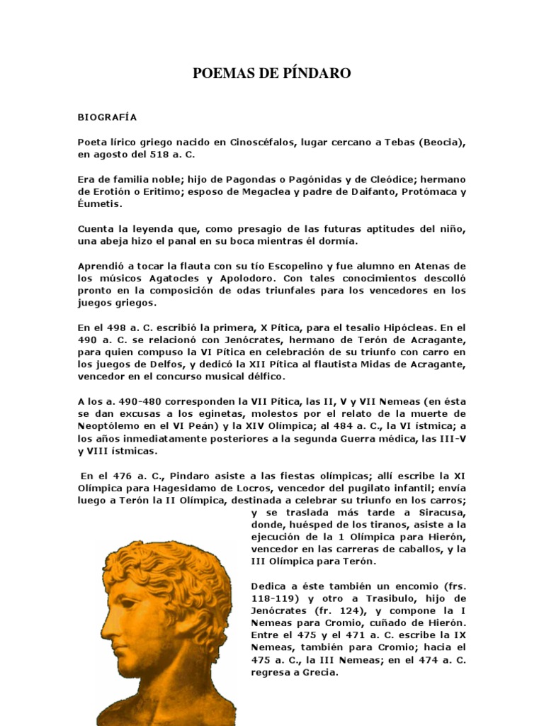 Píndaro: Poeta Lírico de Grecia | PDF | Clásicos