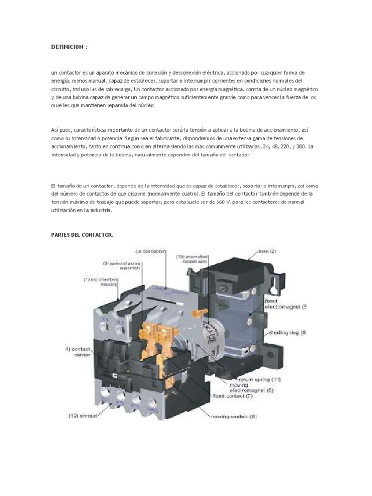 Partes y Funcionamiento del Contactor | PDF | Inductor | Corriente ...