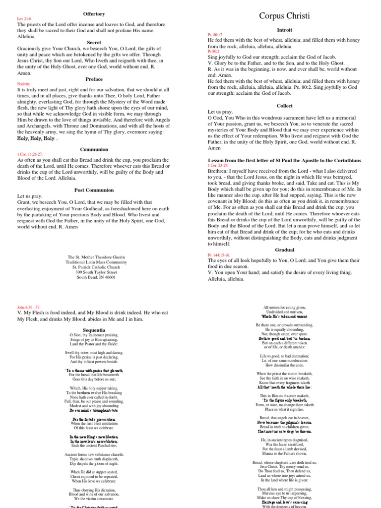 Corpus Christi Mass Propers | PDF | Mass (Liturgy) | Eucharist