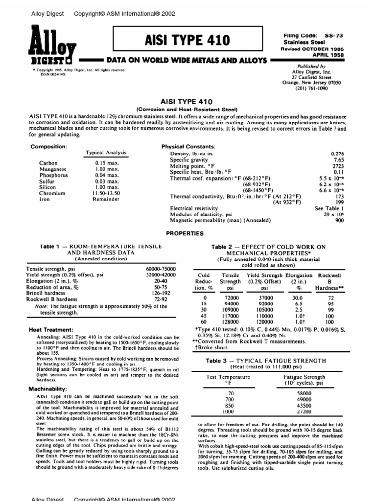 410 Ss PDF | PDF | Heat Treating | Annealing (Metallurgy)