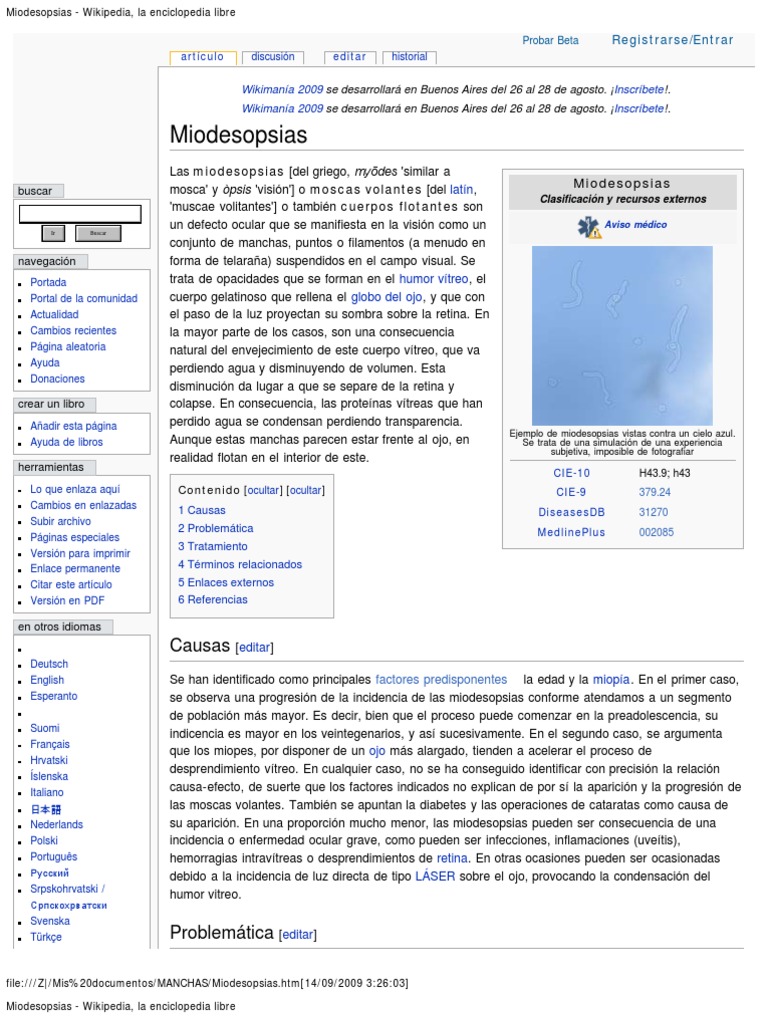 Miodesopsias: Causas y Tratamiento | PDF | Ligero | Visión