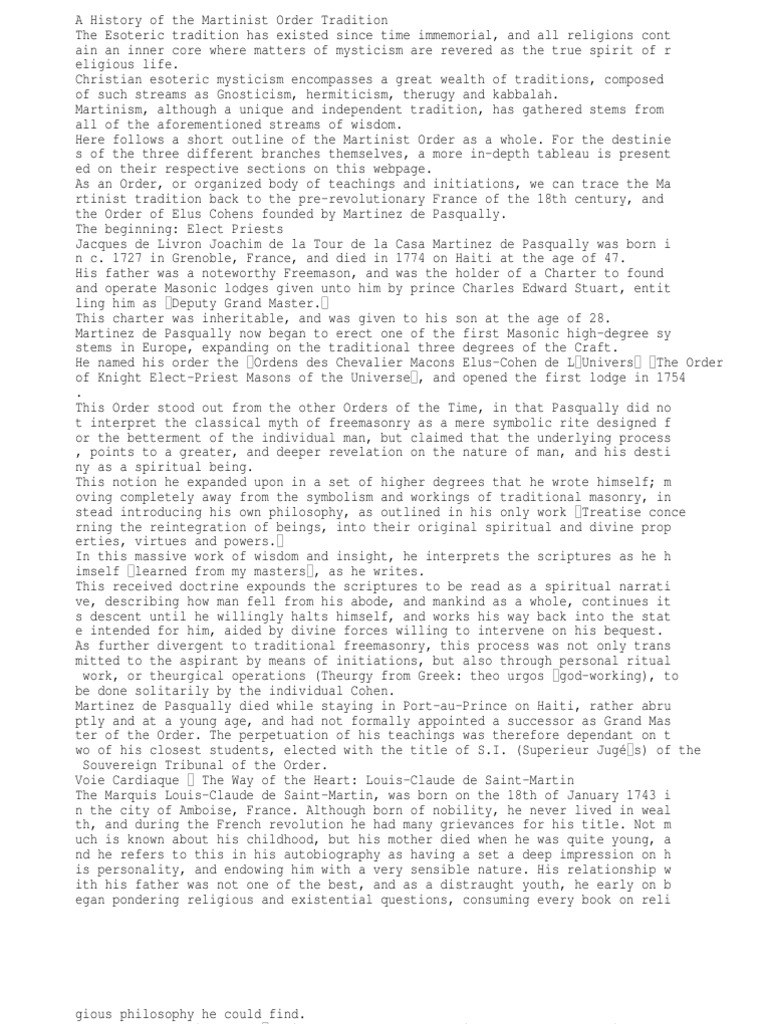 A History of The Martinist Order Tradition | PDF | Freemasonry ...