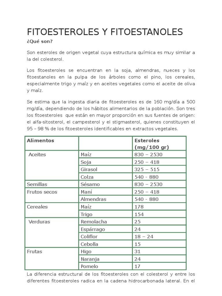 Fitoesteroles y su impacto en salud | PDF | Colesterol | Comida y bebida