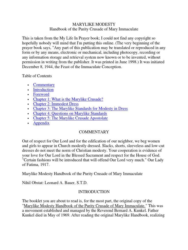Marylike Modesty | PDF | Modesty | Catholic Church