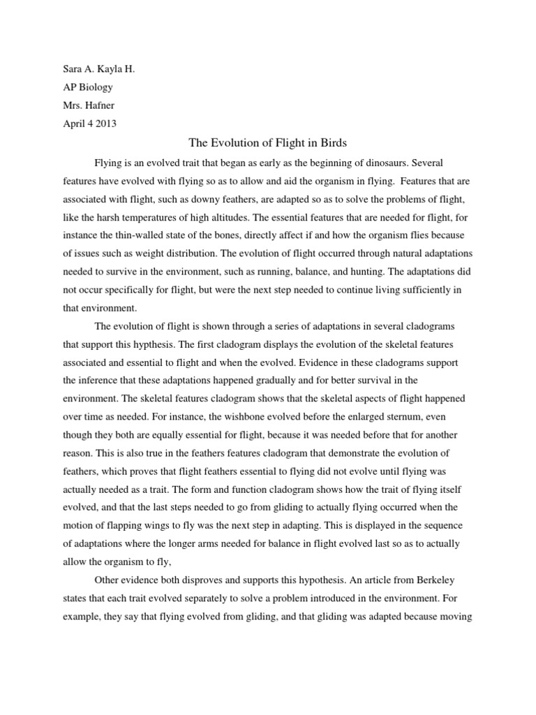 The Evolution of Flight in Birds | PDF | Adaptation | Evolution