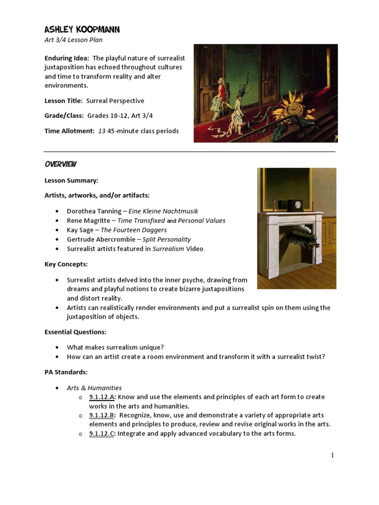 Surreal Perspective Lesson Plan | PDF | Surrealism | Educational Assessment